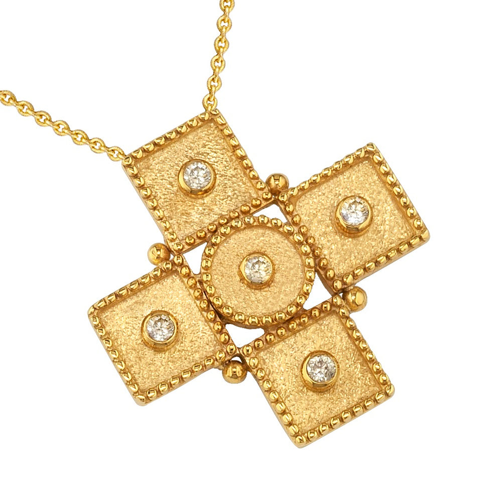 Geometric Squares Cross - 18k Gold - Greek Cross — Athena Gaia