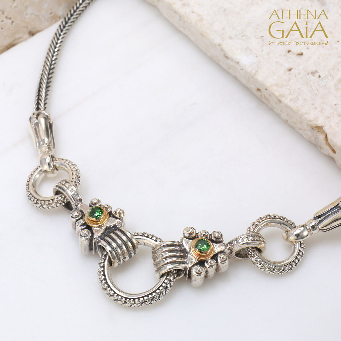 Stone Arrow Charm Greek Link Pendant Chain — Athena Gaia