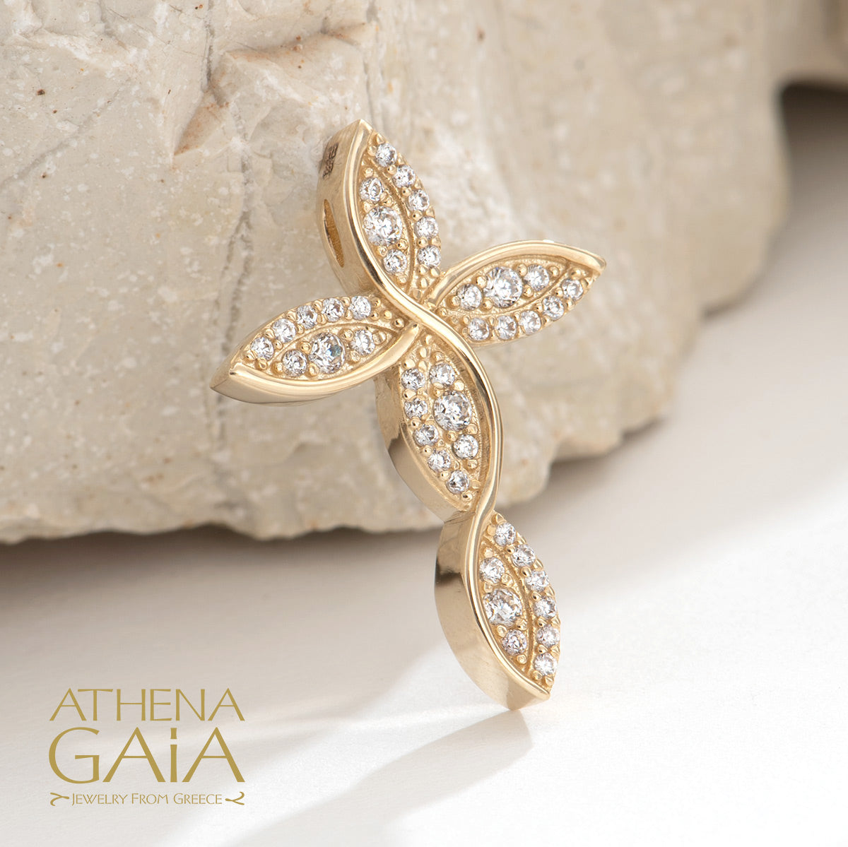 River Bow Cross - 14k Gold - Orthodox Cross — Athena Gaia