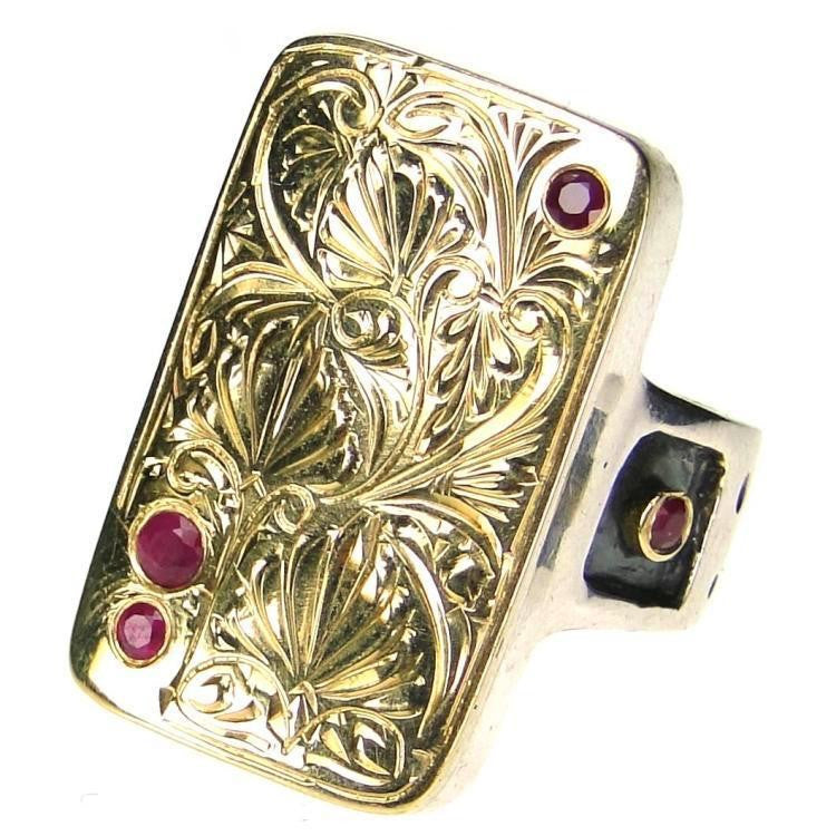 Anthemion Long Rustic Ring by Evangelatos — Athena Gaia