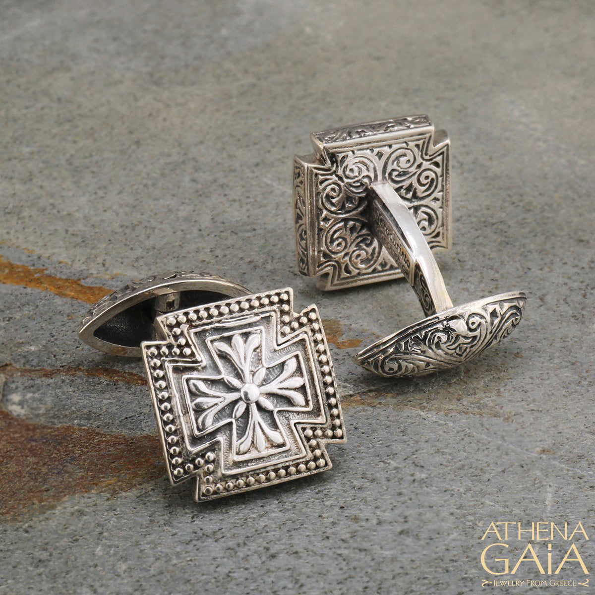 Squared Maltese Cross Cufflinks by Gerochristo — Athena Gaia