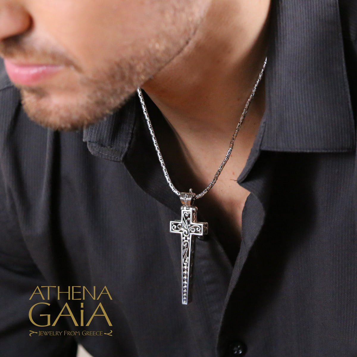 Dagger Latin Cross - Sterling Silver - Cross Necklace — Athena Gaia