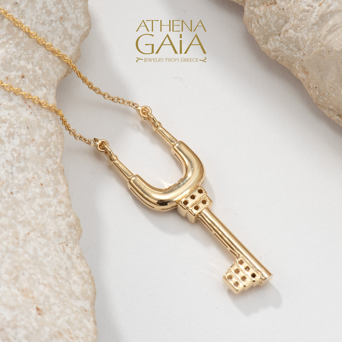 Olympian Hades Key and Scepter Necklace - 18k Gold Necklace — Athena Gaia