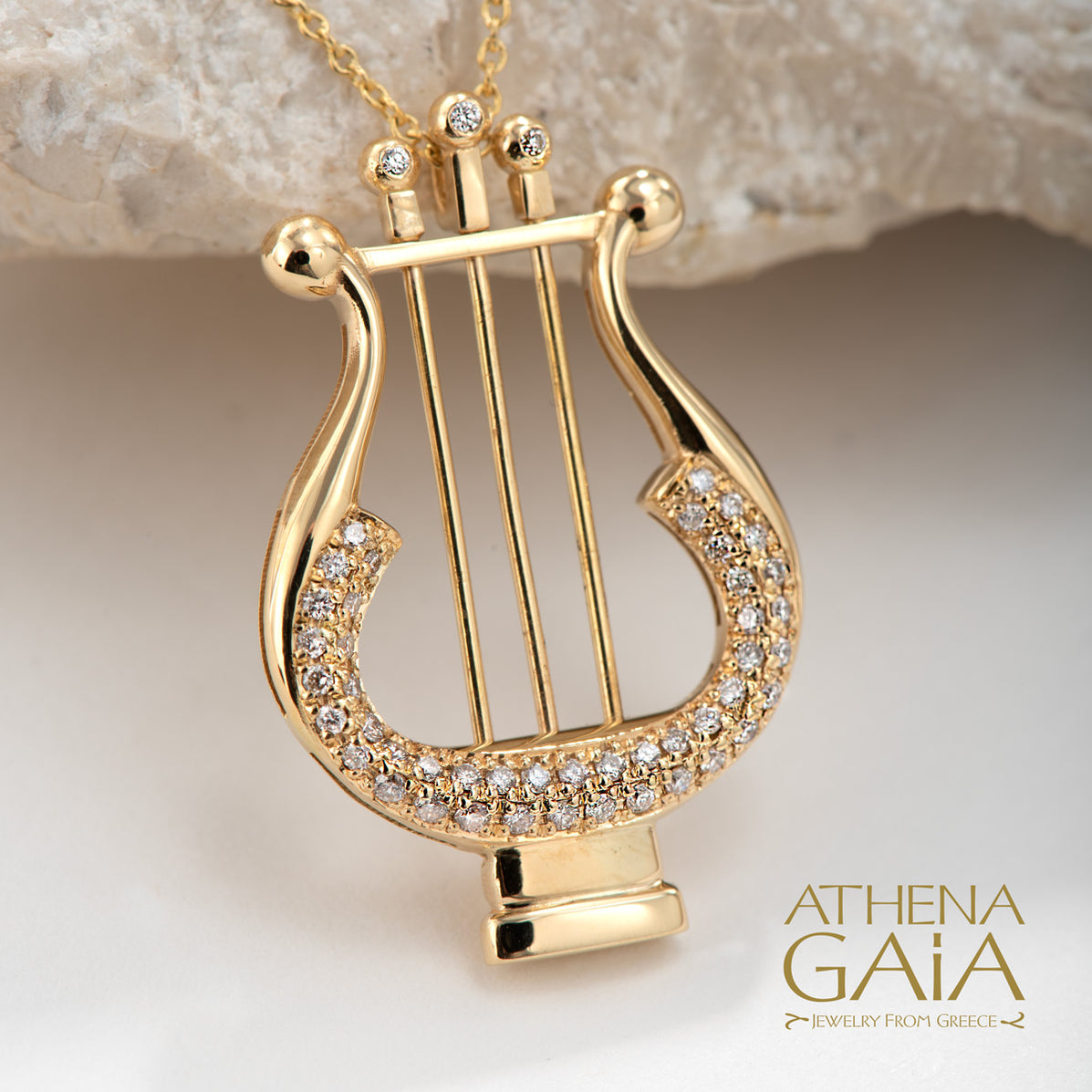 Olympian Apollo Lyre Pendant with Necklace — Athena Gaia