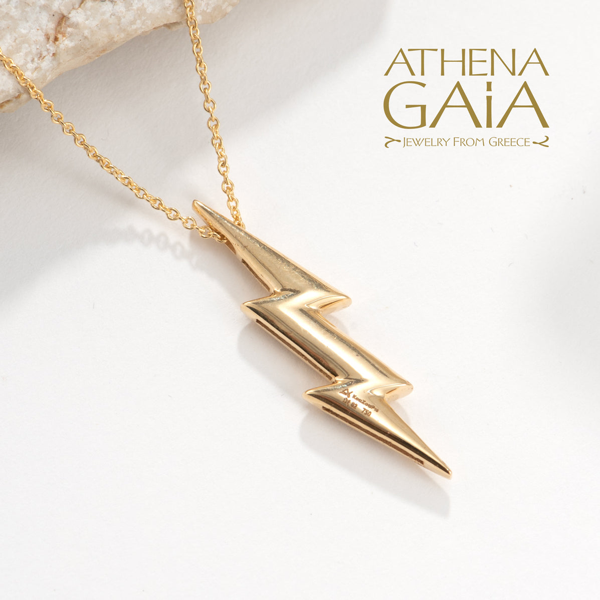 Olympian Zeus Thunderbolt Pendant Necklace - 18k Gold Necklace — Athena ...