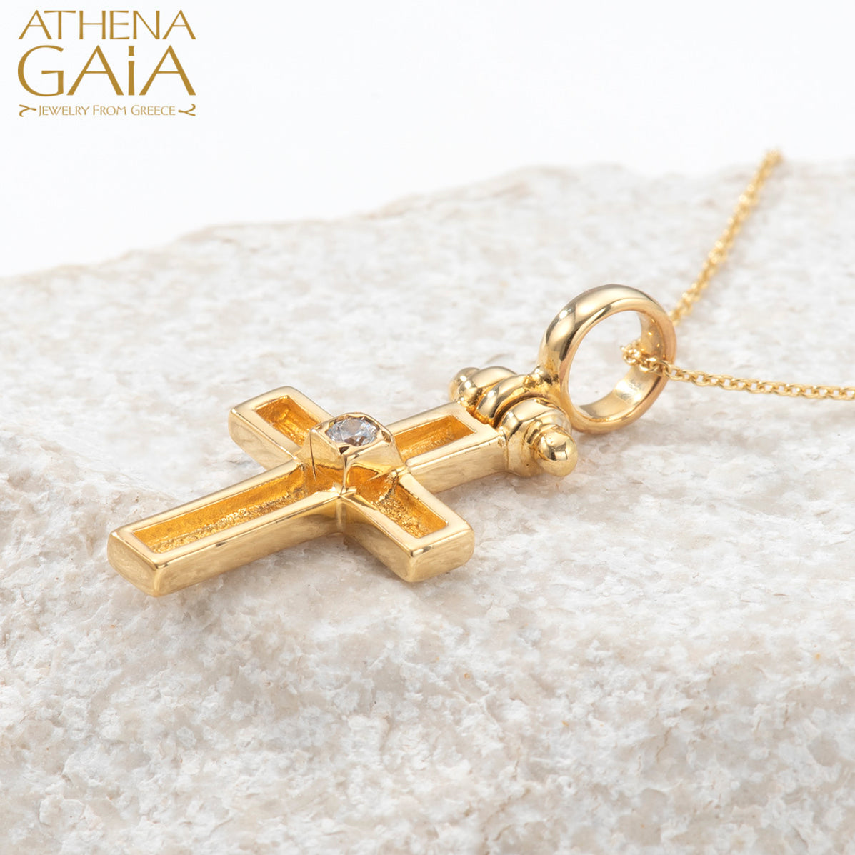 Stoic Diamond Orthodox Cross — Athena Gaia