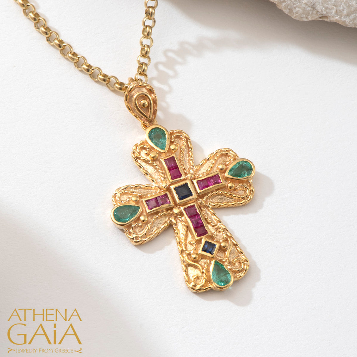 Regal Eudocia Cross - 18k Gold - Flared Byzantine Cross — Athena Gaia