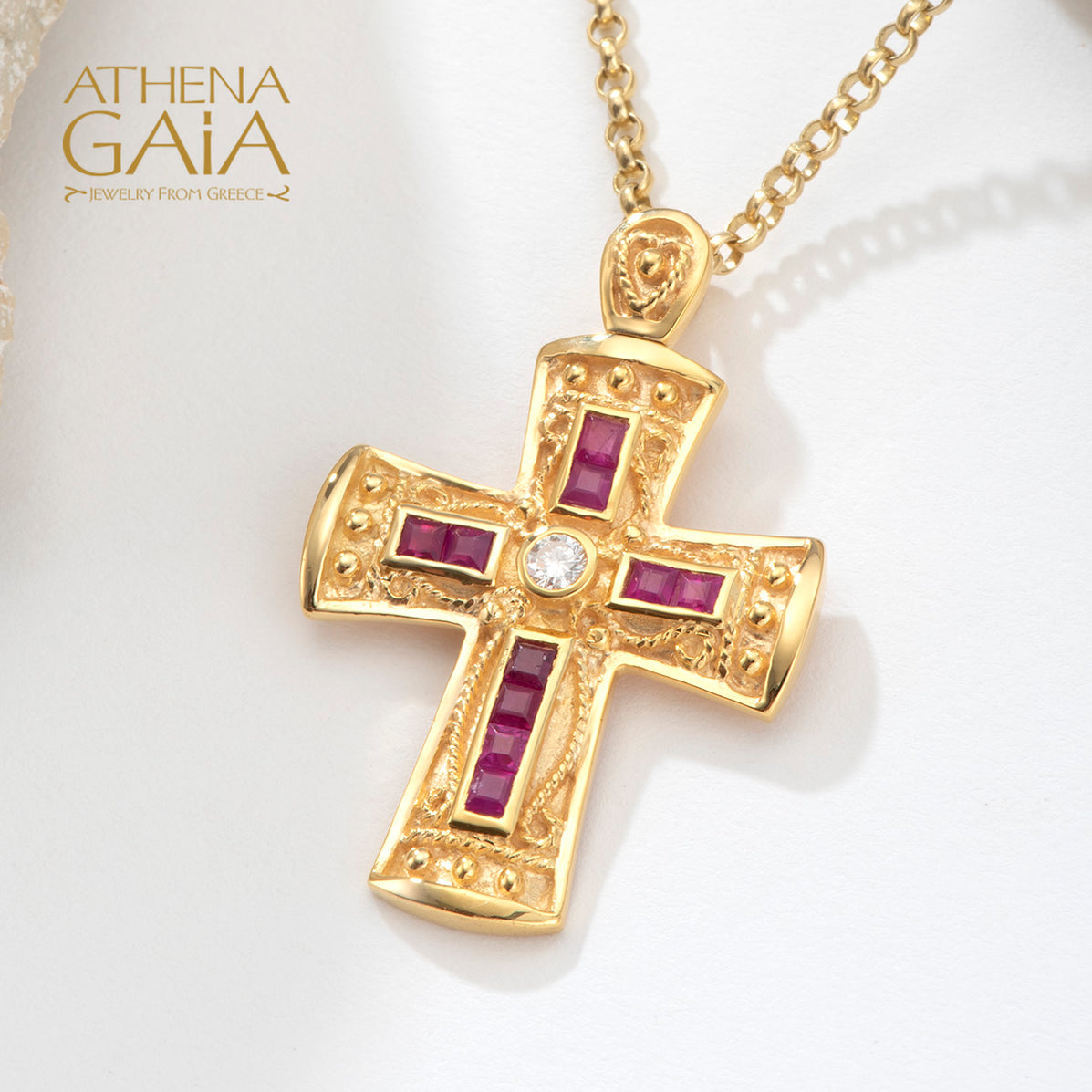 Imperial Eustathios Cross - 18k Gold - Latin Cross — Athena Gaia