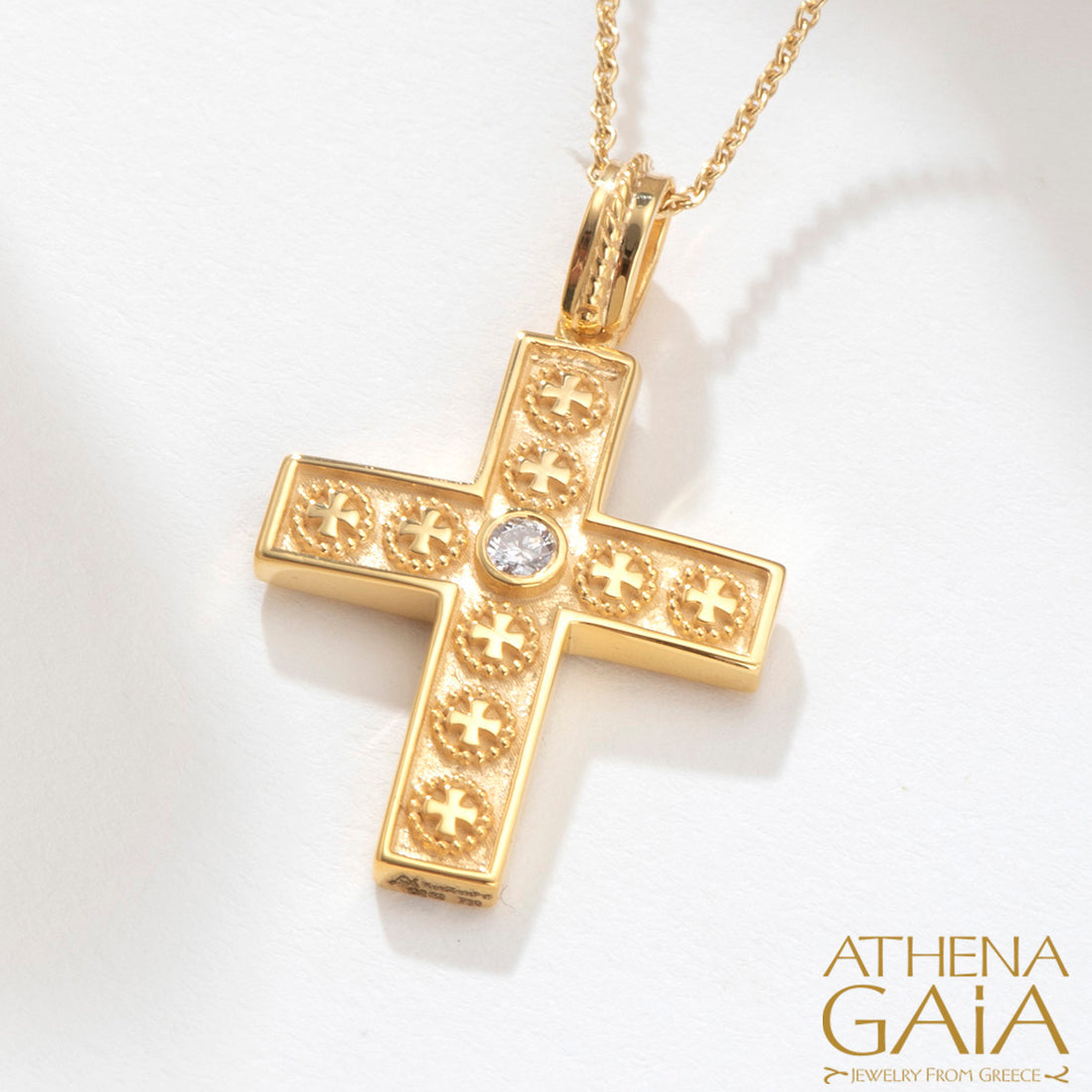 Crosses in Circles Cross - 18k Gold - Geometric Latin Cross — Athena Gaia