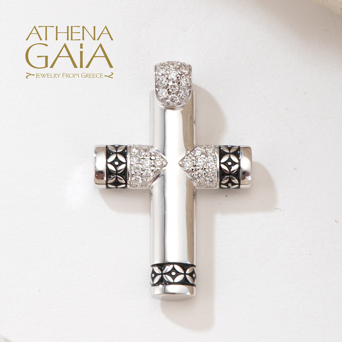 Diva Enamel Arm Cross - 18k Gold - Latin Cross — Athena Gaia