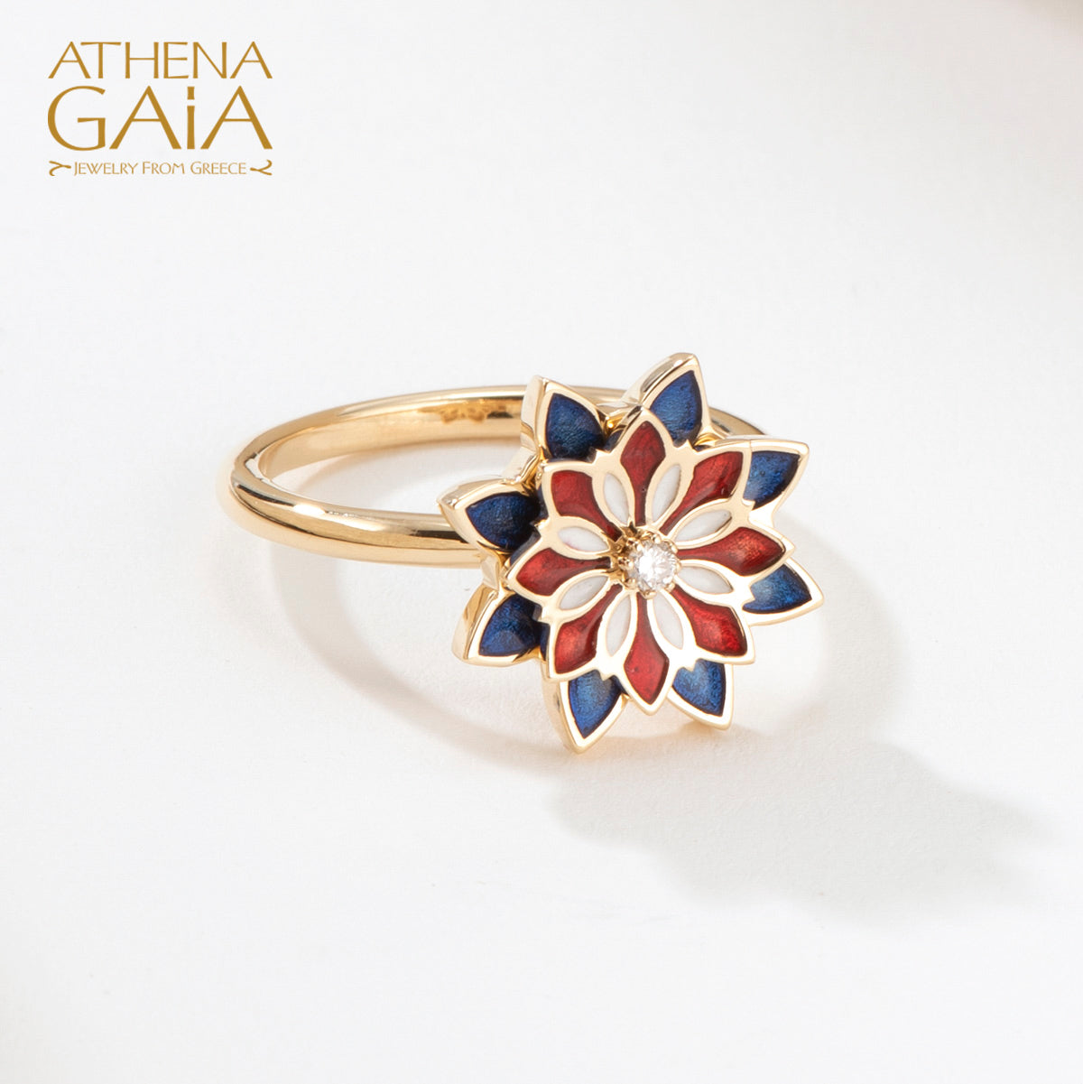 Stars Double Flower Enamel Ring by Kouzoupis — Athena Gaia