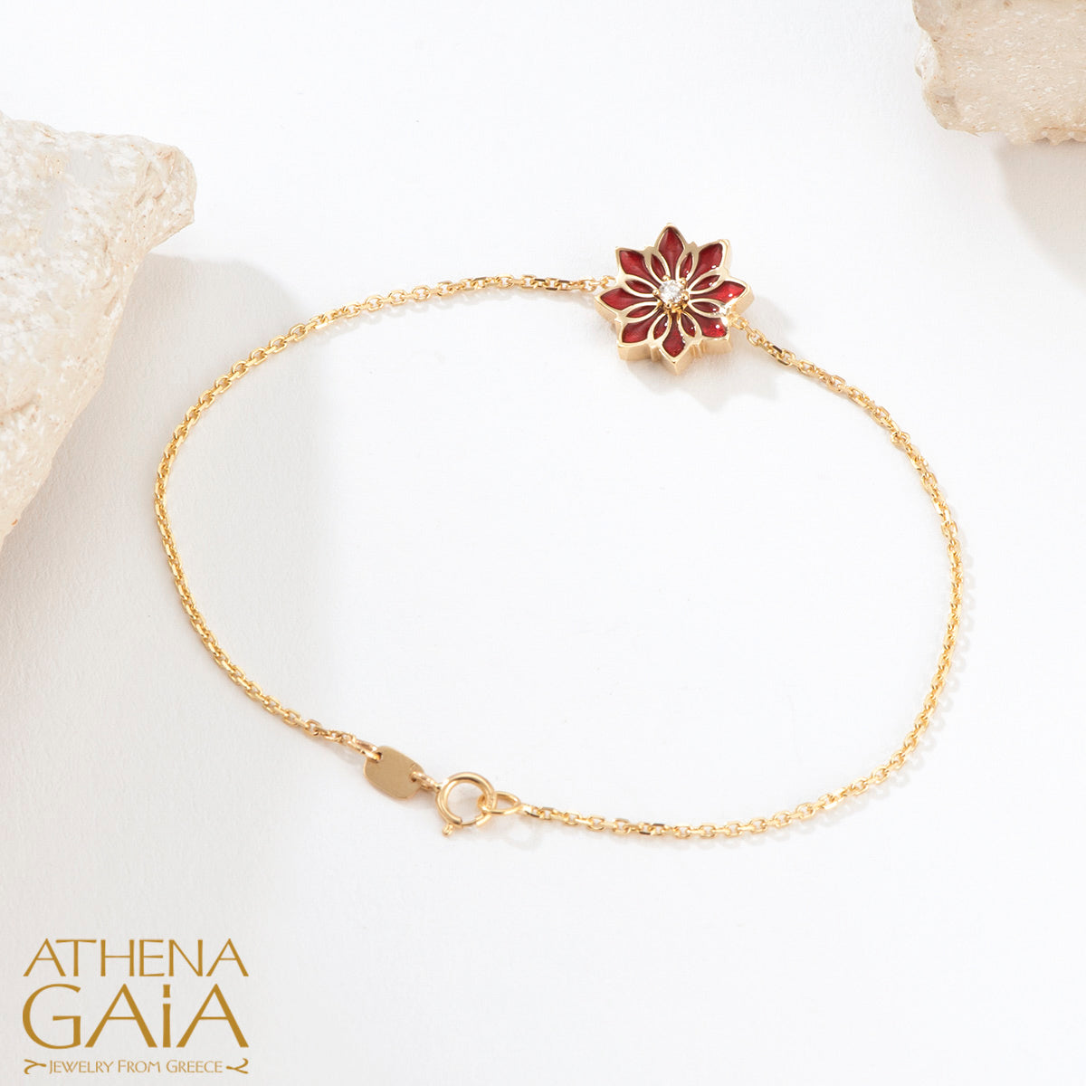 Stars Single Flower Enamel & Diamond Bracelet - 18k Gold Bracelet ...