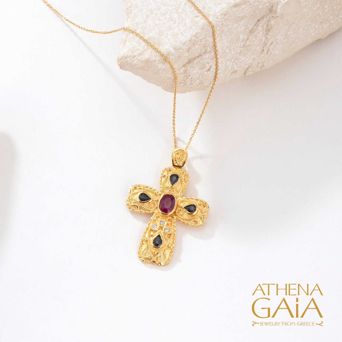 Regal Cross - 18k Gold - Pomme Byzantine Cross — Athena Gaia