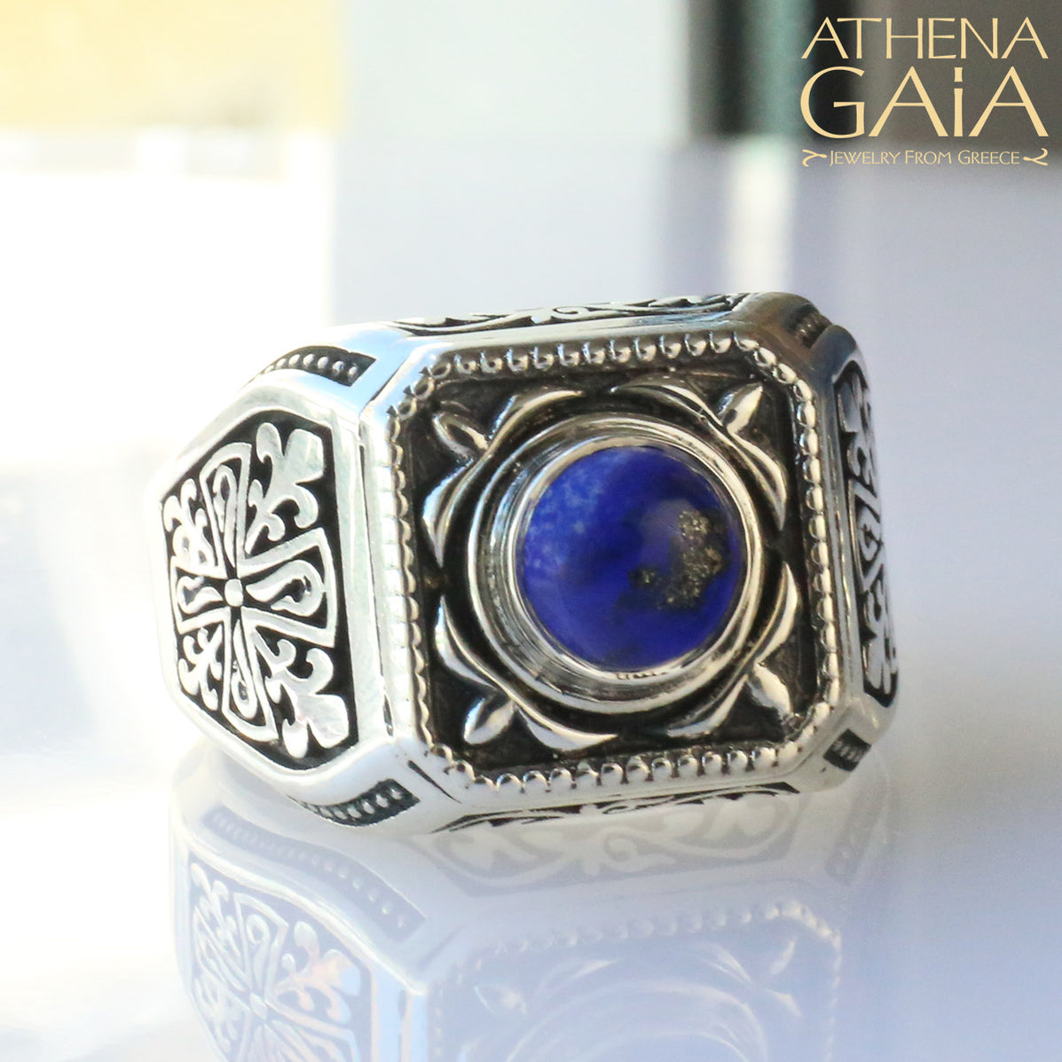 Hellenic Cross Shank Ring - Sterling Silver Ring - Signet Ring by ...