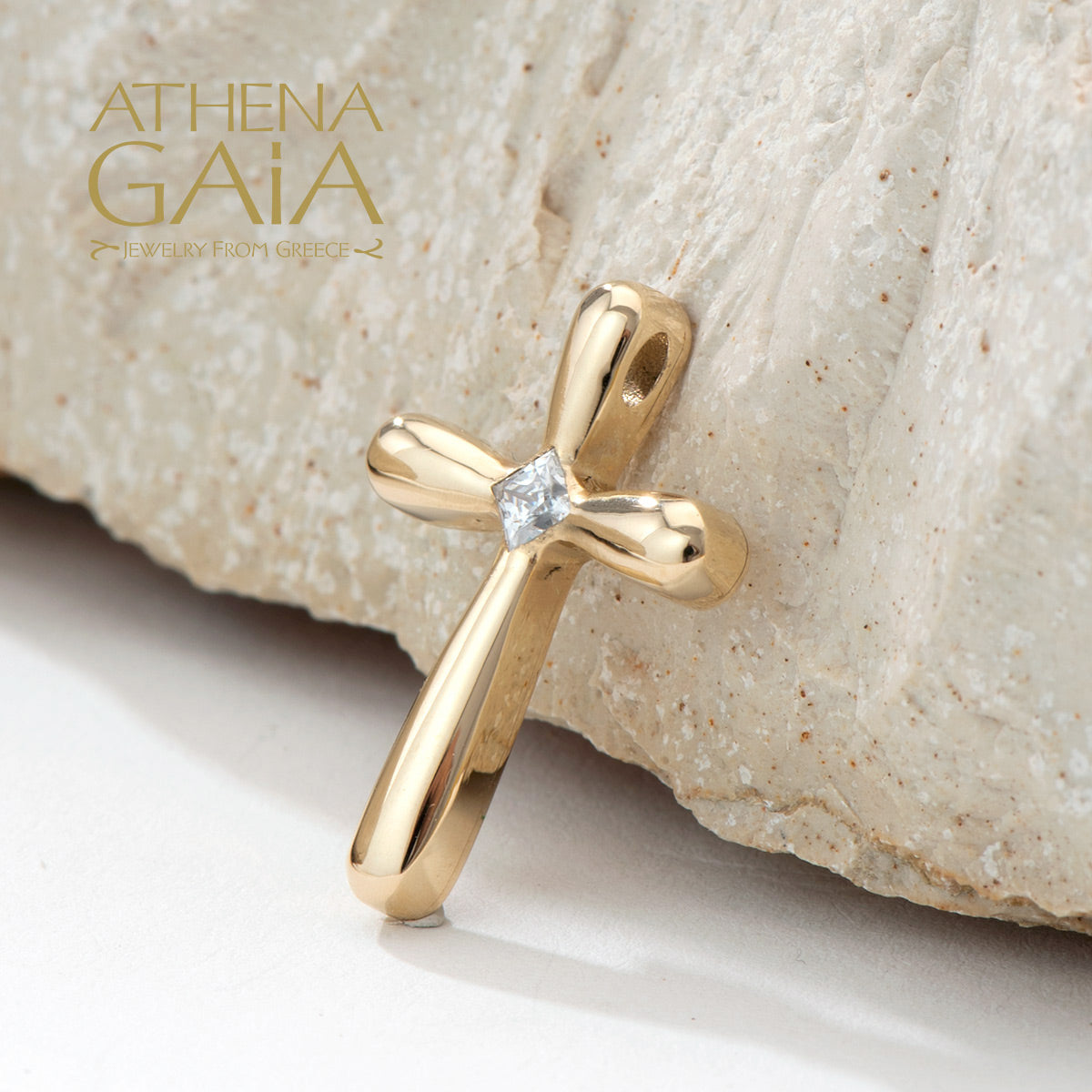 Hidden Bale Melting Cross - 14k Gold - Latin Cross — Athena Gaia