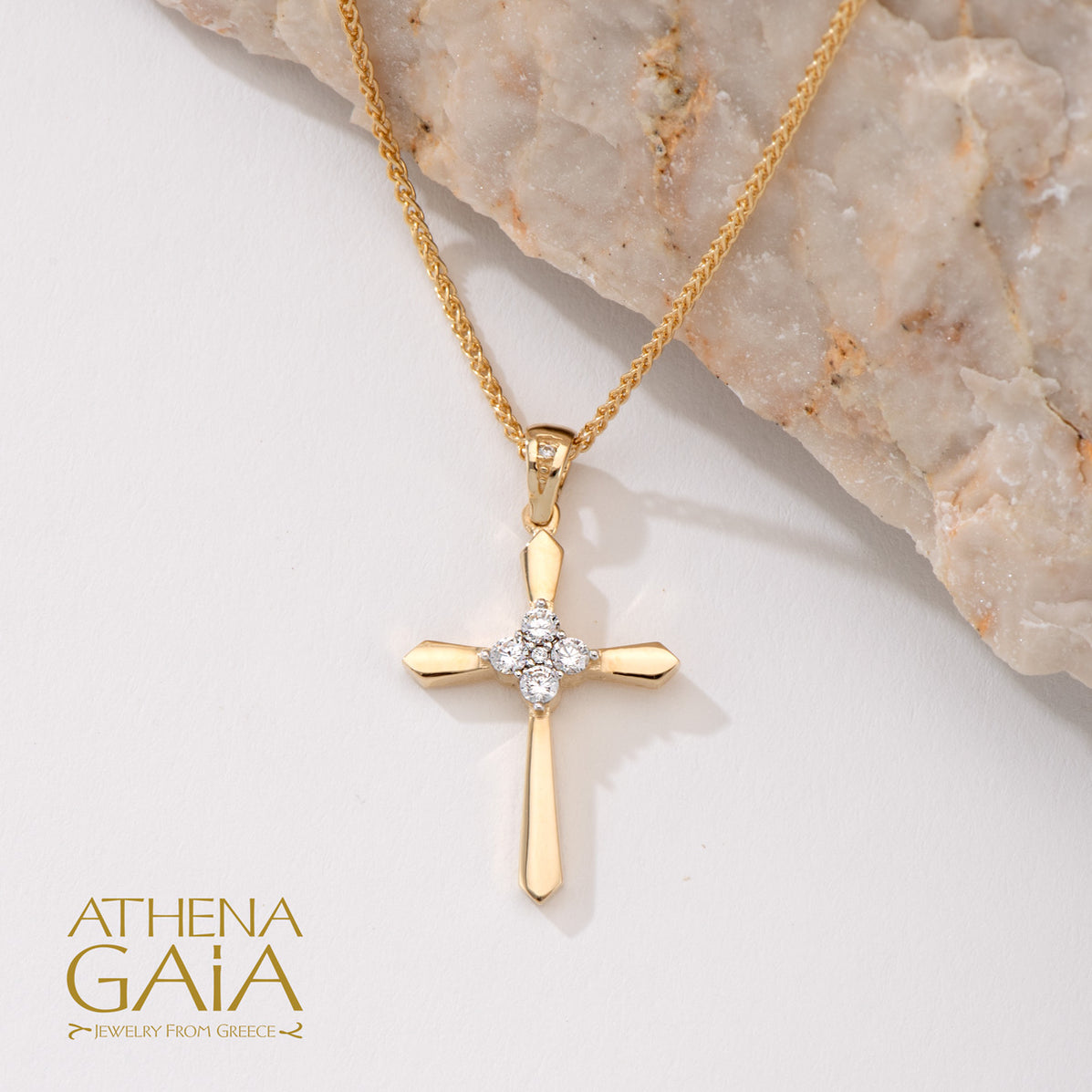Expanding Latin Cross - 14k Gold - Orthodox Baptismal Cross — Athena Gaia