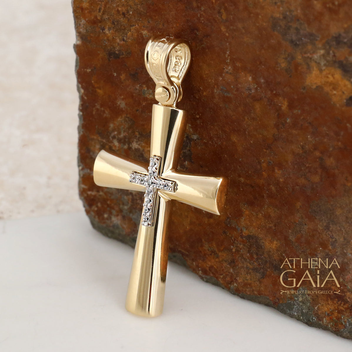 Imperial Cross - 14k Gold - Orthodox Cross - Baptismal Cross — Athena Gaia