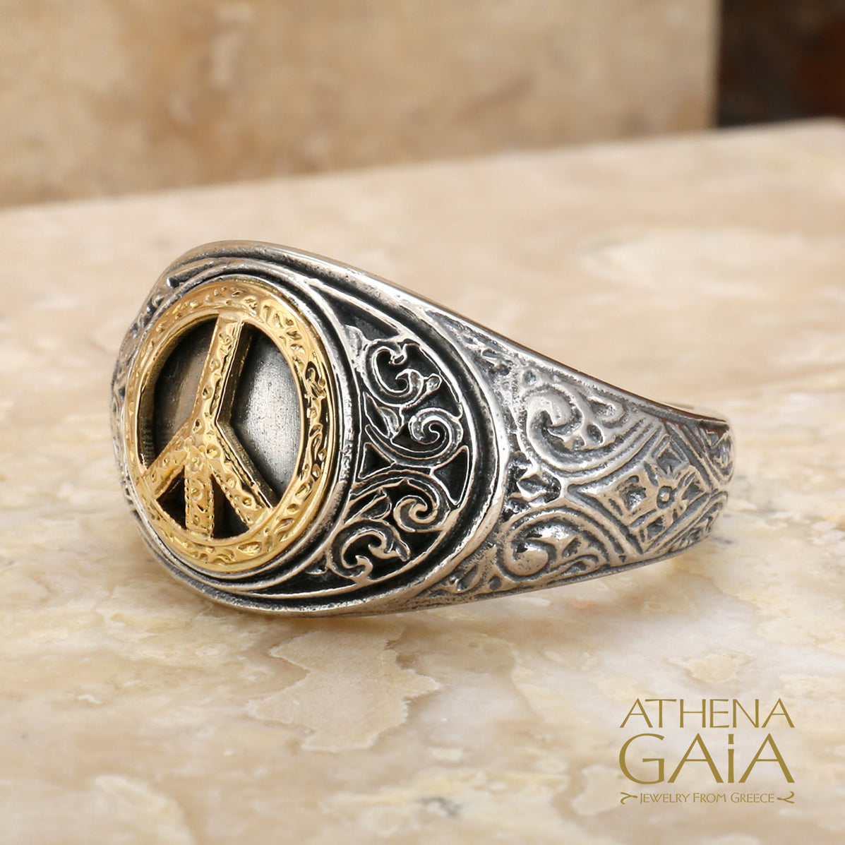 Peace Band Ring - 18k Gold & Sterling Silver Ring - Signet Ring by ...