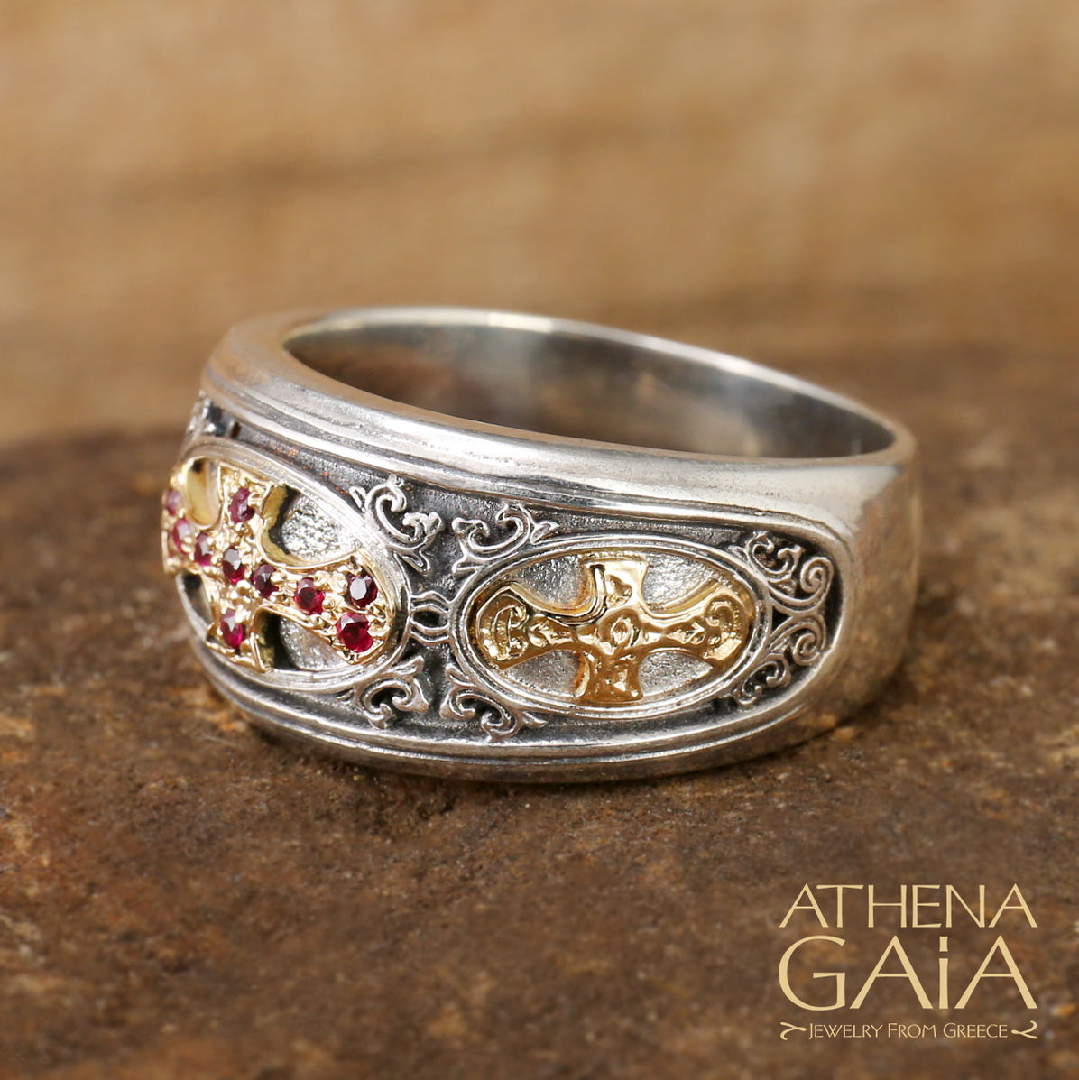 Greek Ruby Maltese Cross Band Ring by Gerochristo — Athena Gaia