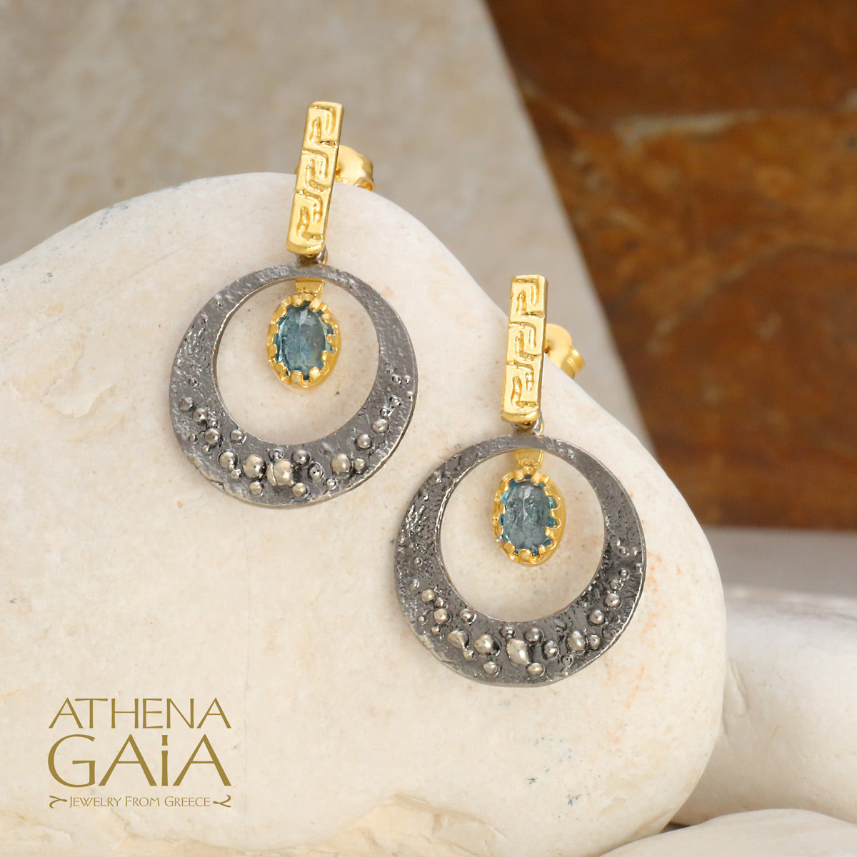 Topaz Pebble Earrings - Gold Plated Sterling Silver Earrings — Athena Gaia