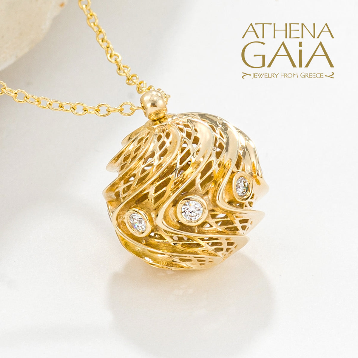 Celestial Moon Swirl Pendant Necklace - 18k Gold Necklace — Athena Gaia