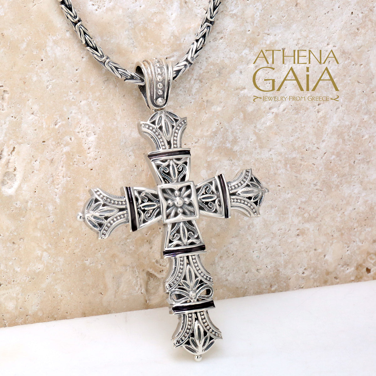 Petal Flared Latin Cross - Sterling Silver - Cross Necklace — Athena Gaia